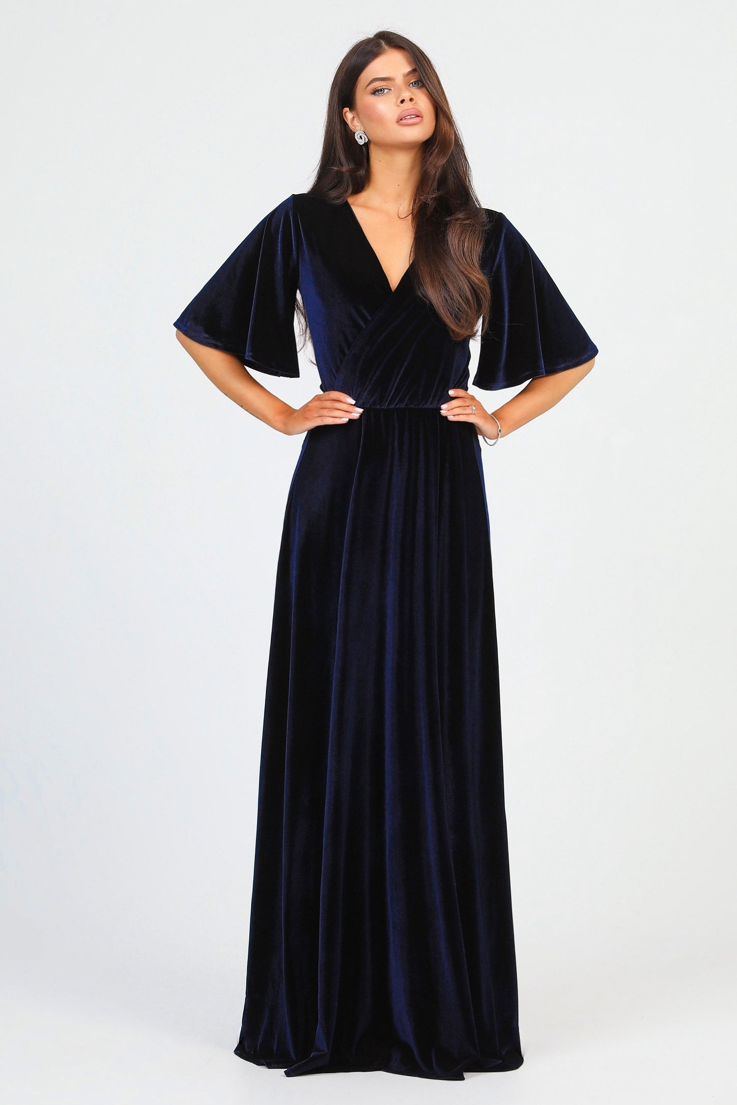 Navy Blue Velvet Dress - Bridesmaid Dress - Formal Evening Gown – Désir ...