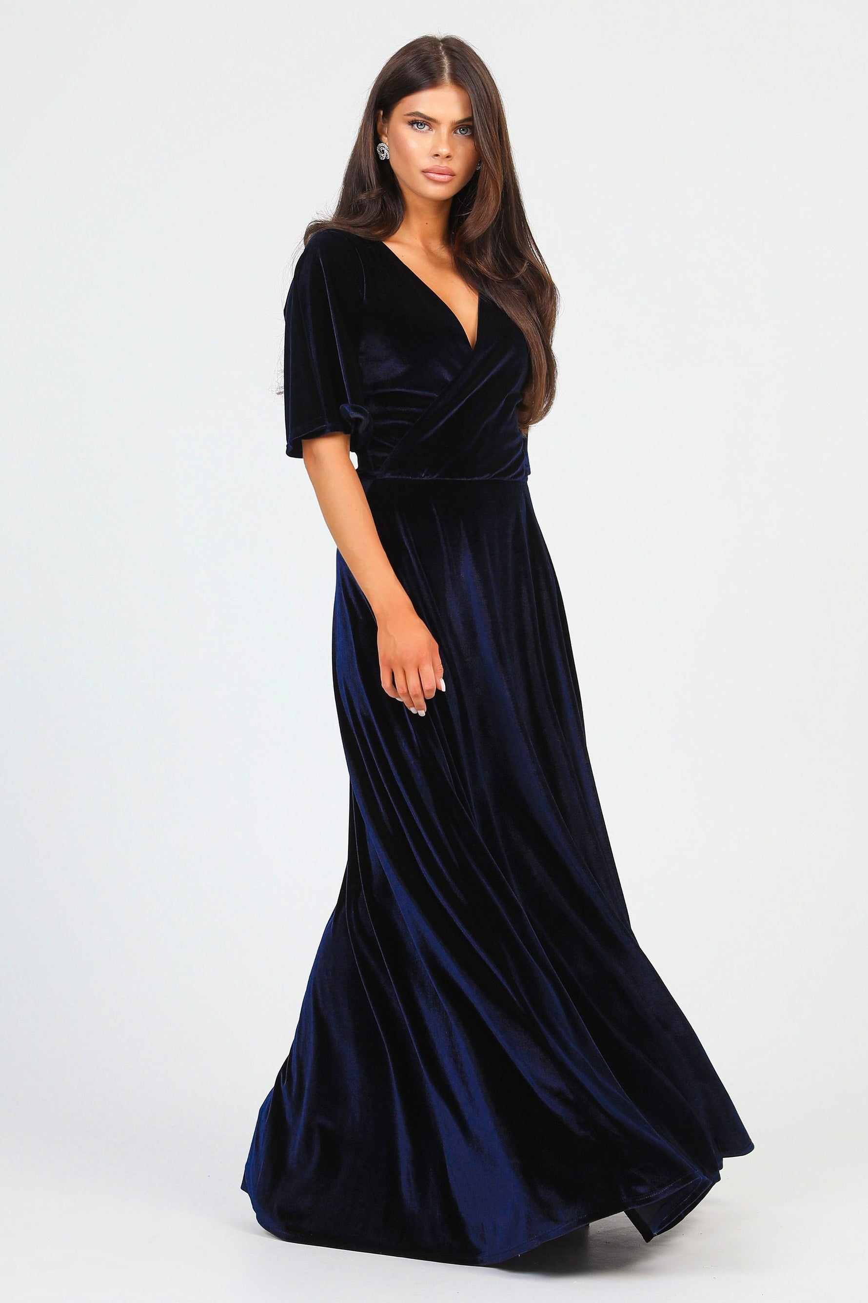 Navy Blue Velvet Dress - Bridesmaid Dress - Formal Evening Gown – Désir ...