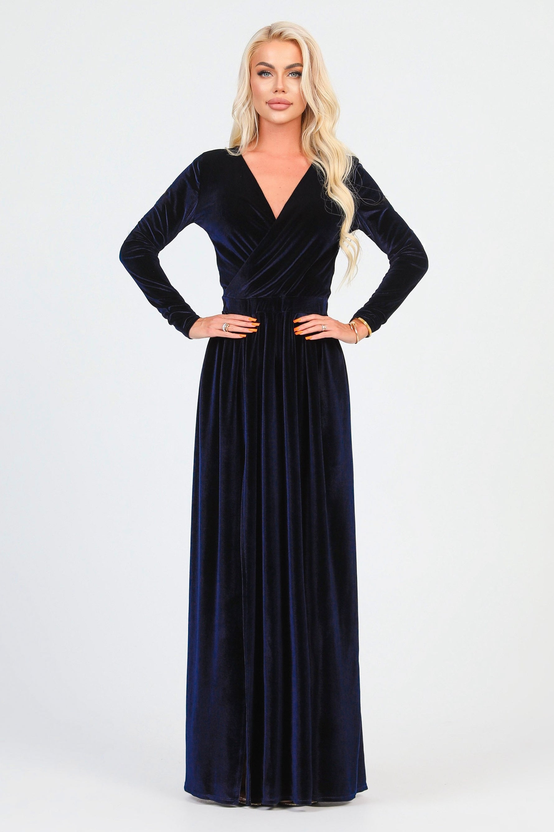 Navy Blue Velvet Dress - Bridesmaid Dress - Formal Evening Gown – Désir ...