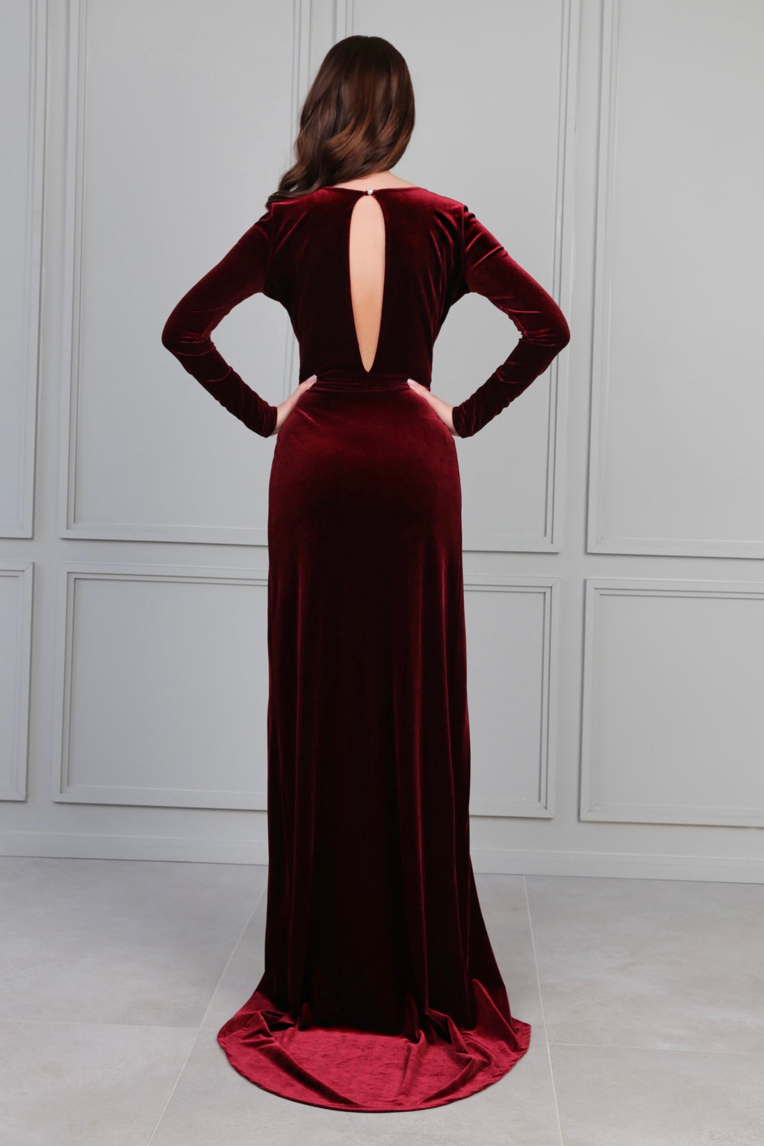 Burgundy Velvet Dress - Bridesmaid Dress - Formal Evening Gown – Désir ...