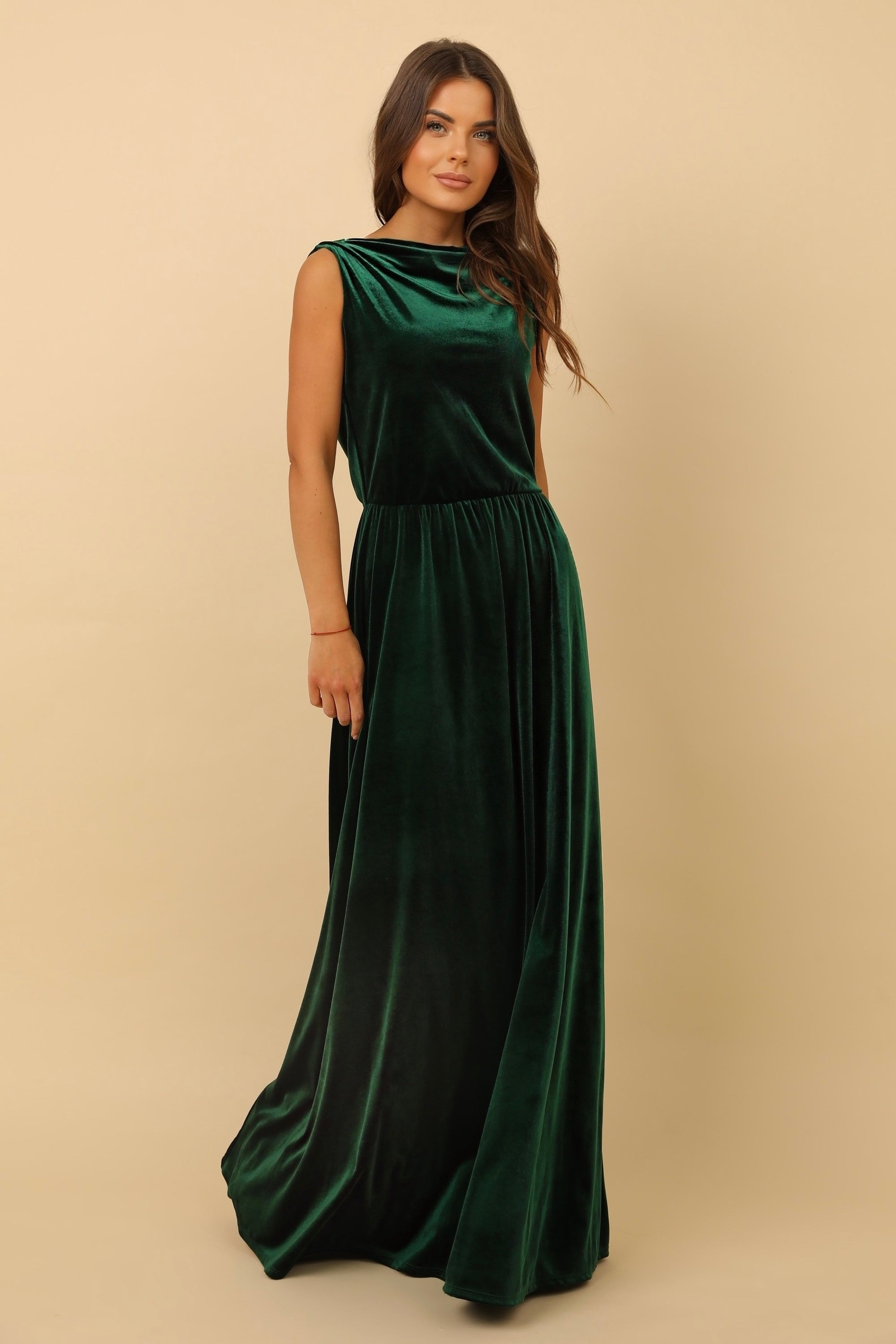 Dark Green Velvet Dress - Bridesmaid Dress - Formal Evening Gown ...